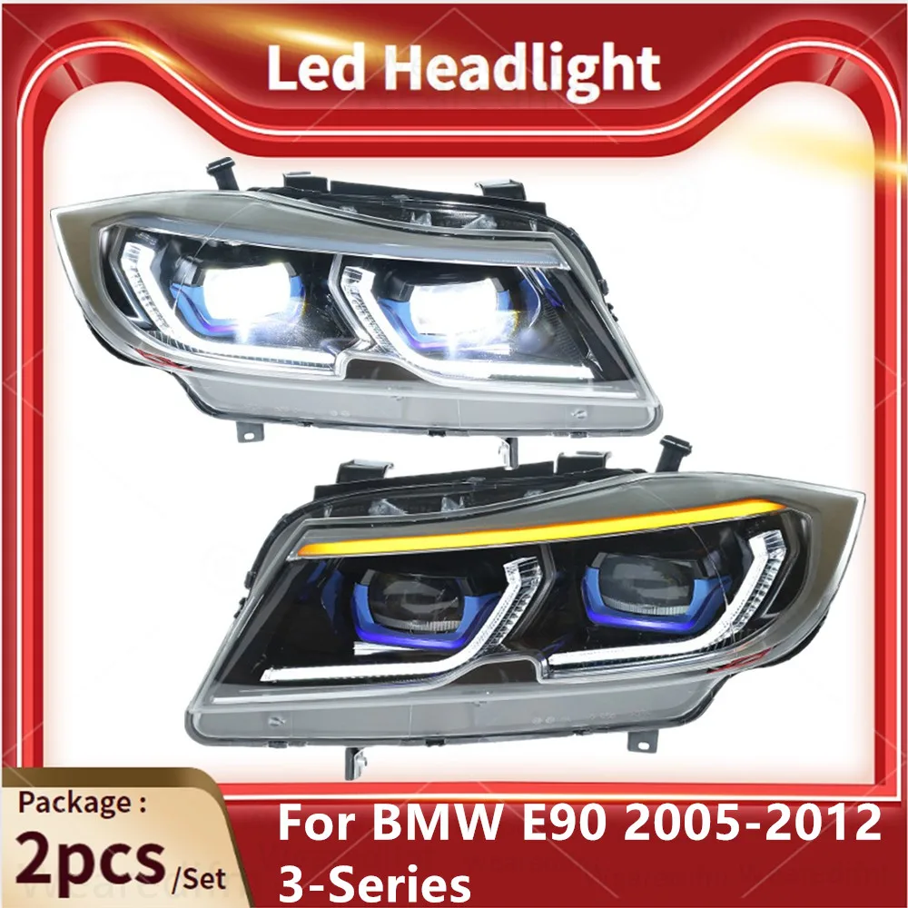 Car-Accessories-For-BMW-E90-Led-Headlights-2005-2012-Front-DRL-Lights ...