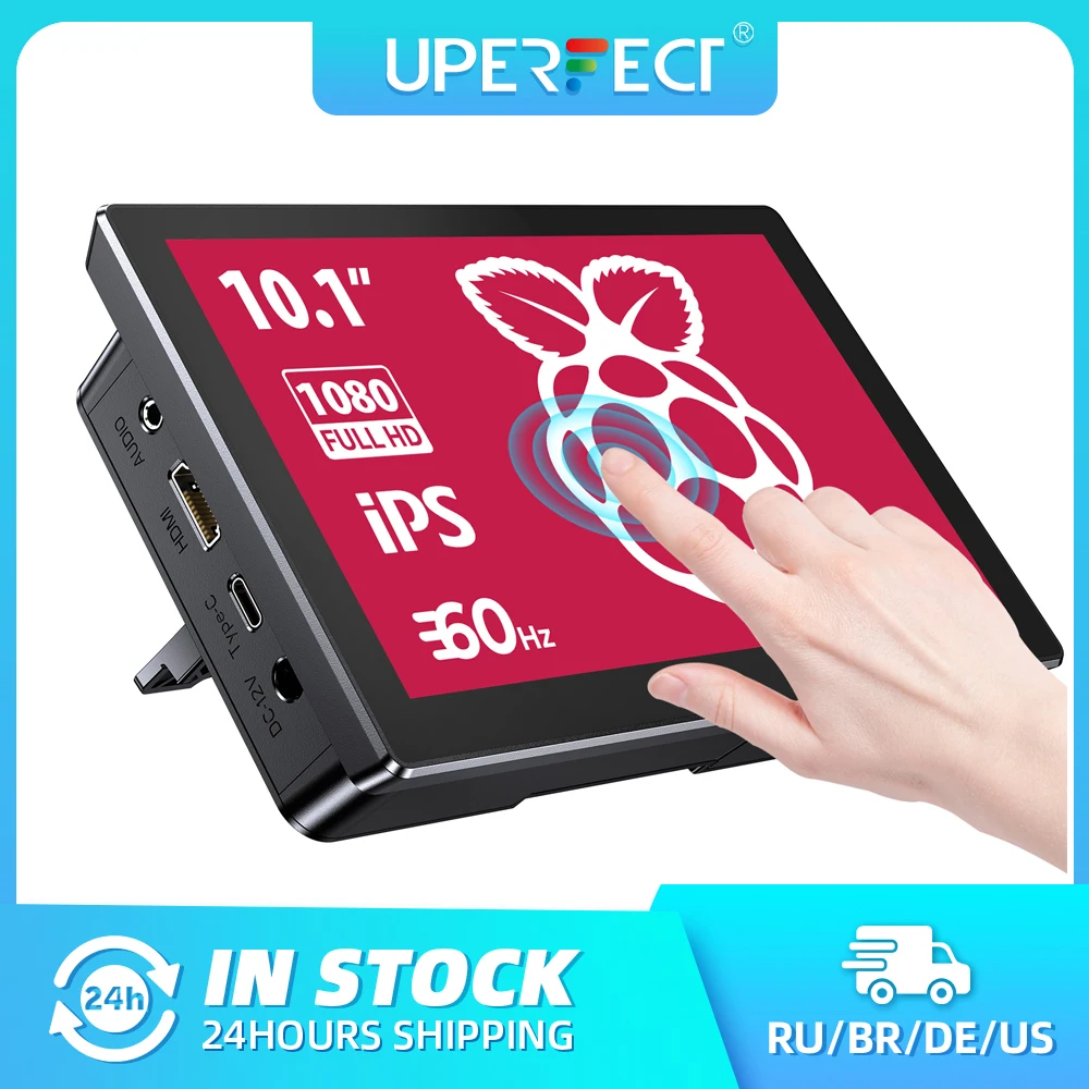 UPERFECT Raspberry Pi 2 3 4 터치 스크린 모니터, 10.1 인치 USB C HDMI 스크린 디스플레이 ...