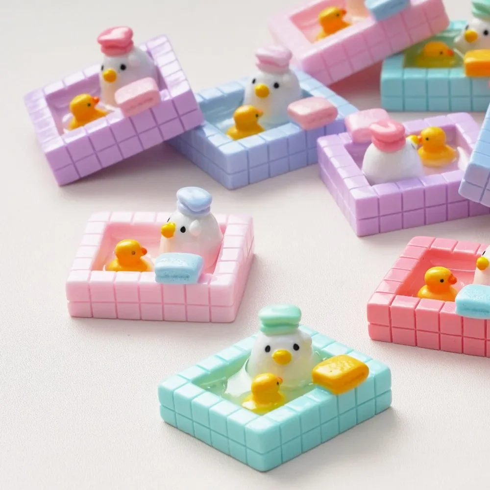 Kawaii-Bathing-Duck-Figurines-Cartoon-Duck-Soak-In-Hot-Springs-Resin ...