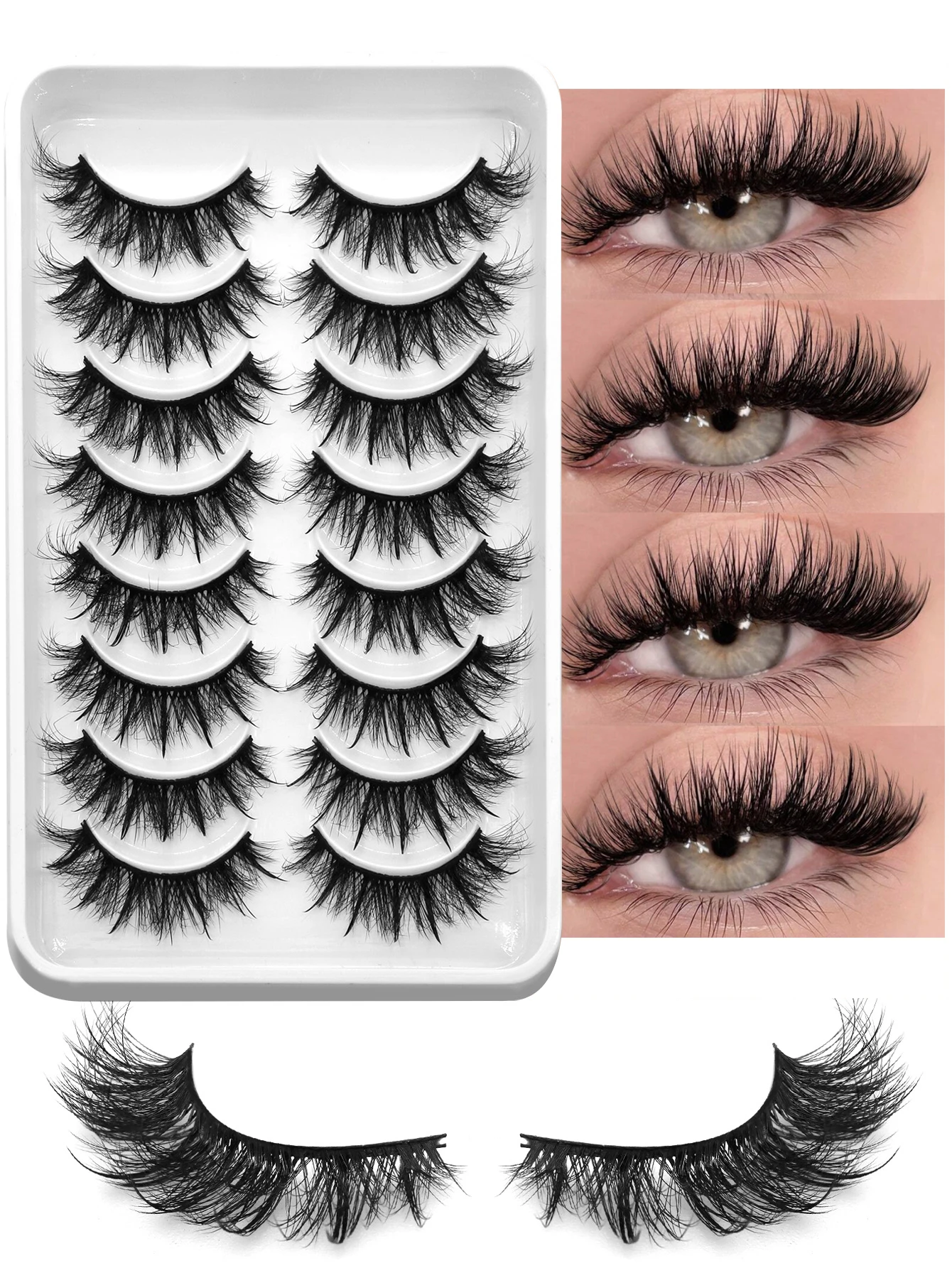 GROINNEYA Lashes Natural False Eyelashes Manga Lashes 3d Faux Mink ...