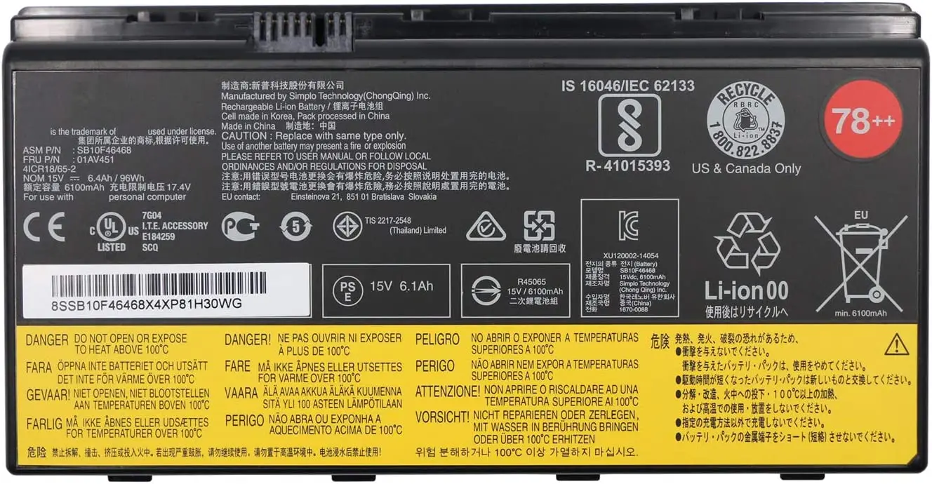 01AV451-96Wh-6400mAh-8-Cells-Battery-Replacement-for-Lenovo-ThinkPad ...