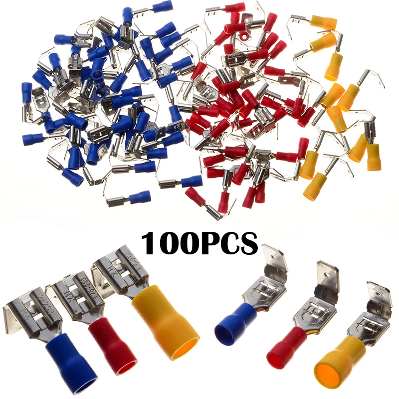 100pcs/Set Piggy Back Spade Terminators Insulated Butt Connector Crimp ...