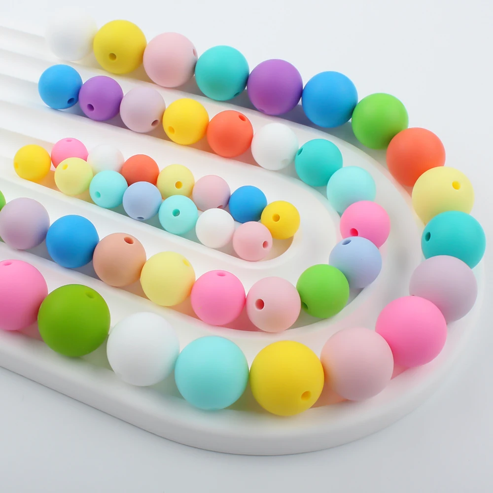 20Pcs 15mm Silicone Beads Colorful Round Beads for Jewelry Making Focal ...