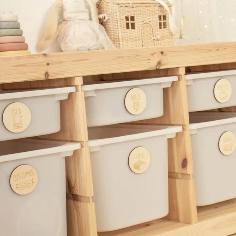 Round-Personalised-Wooden-Tag-Storage-Boxes-Wood-Label-with-Pictures ...