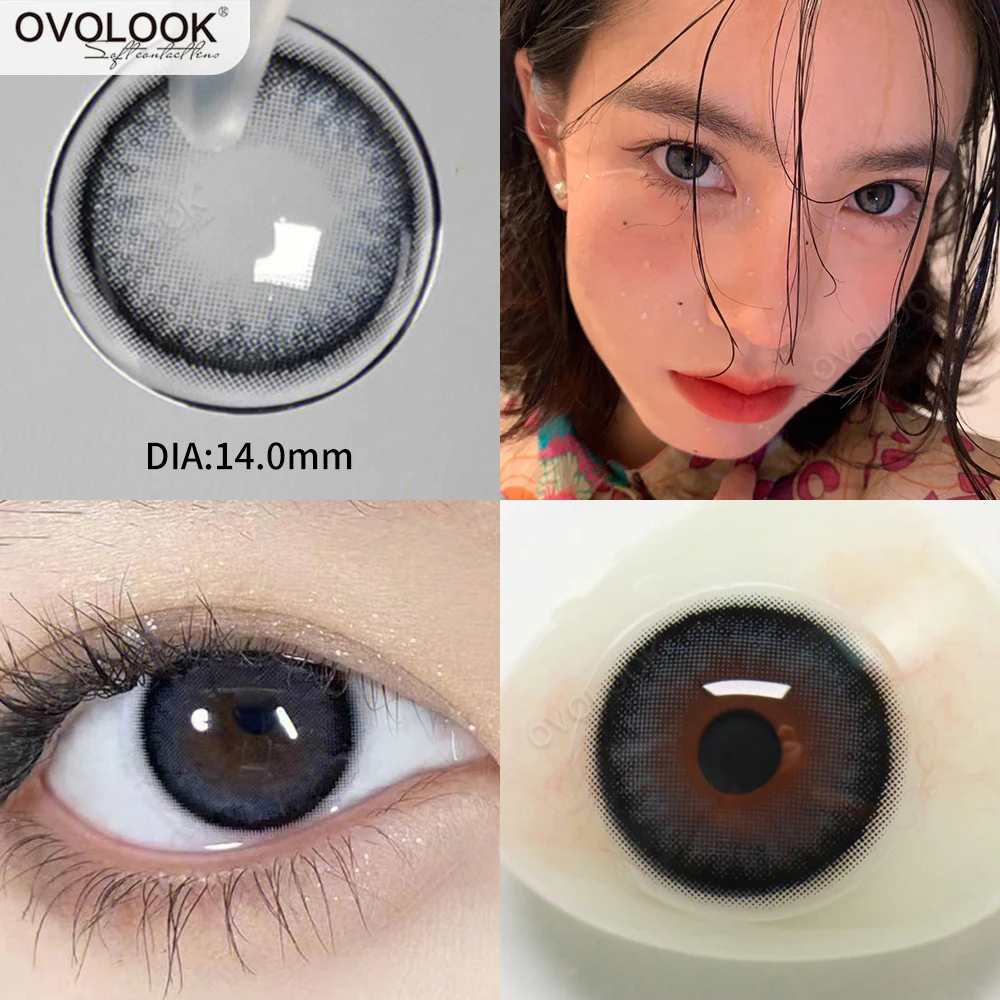 OVOLOOK 1 Pair Natural Blue Black Contact Lenses for Eyes Colored Lenses for Eyes Beauty Eye ...