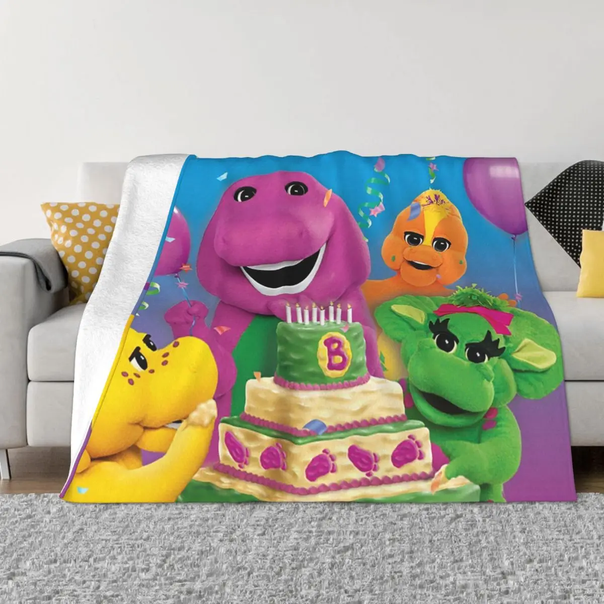 Barney-Friends-Anime-Blankets-Flannel-Print-Dinosaur-Animal-Breathable ...