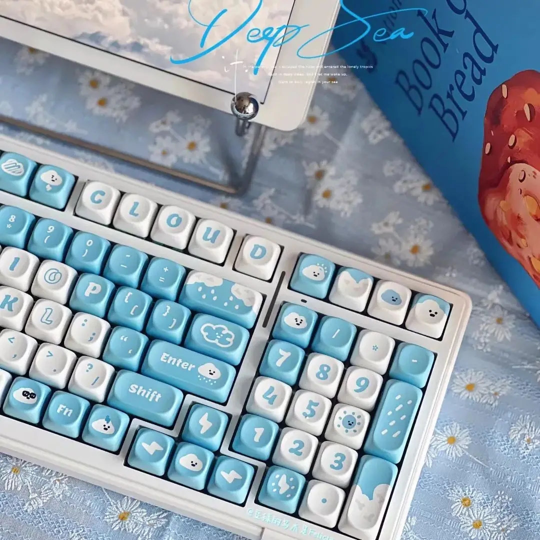 MOA-Profile-138-Keys-Cute-cloud-Theme-Key-Cap-blue-Square-PBT-Keycaps ...