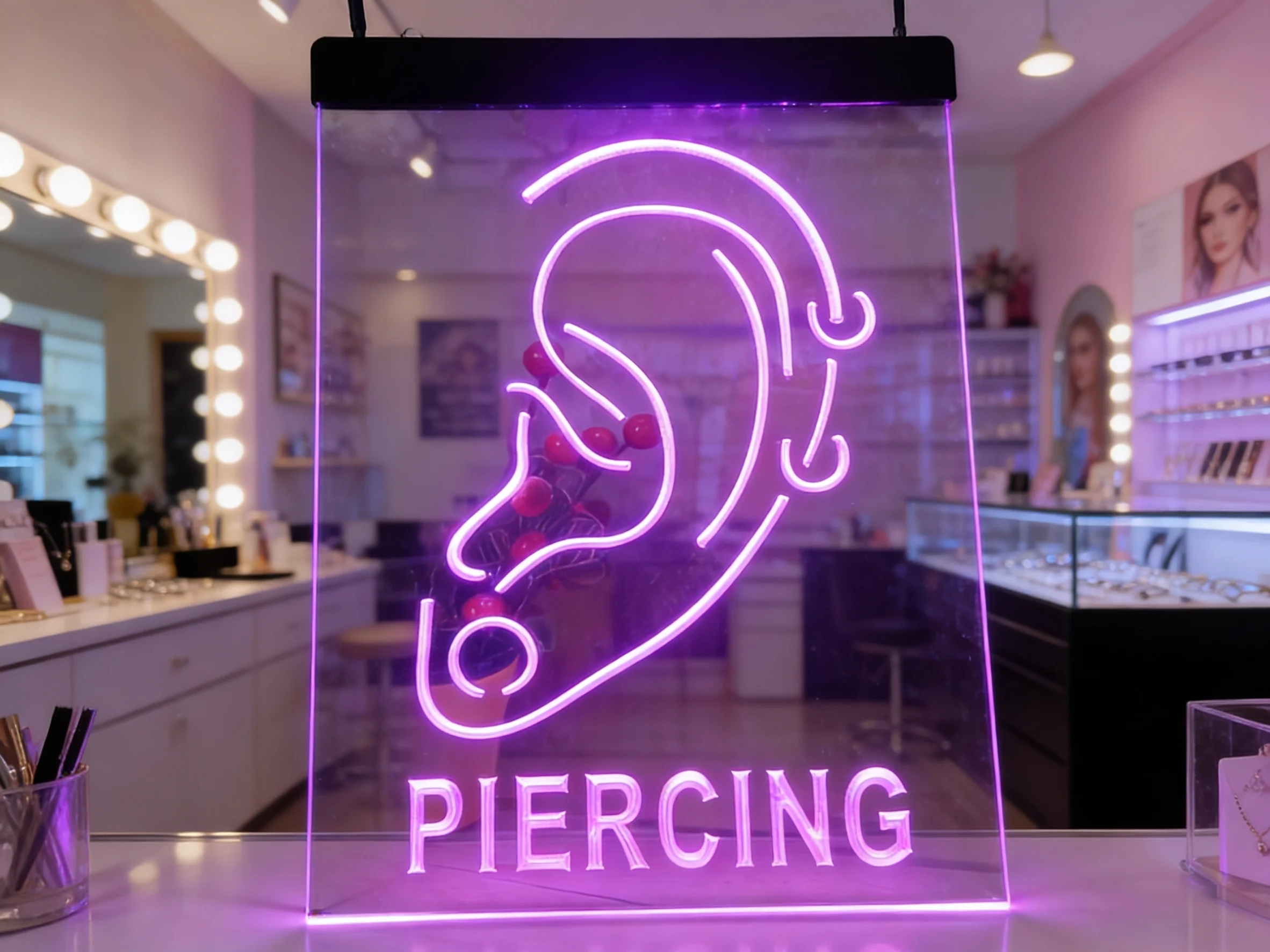 Piercing Beauty Shop Night Lamp Game Room Shop Party Personalised Wall ...