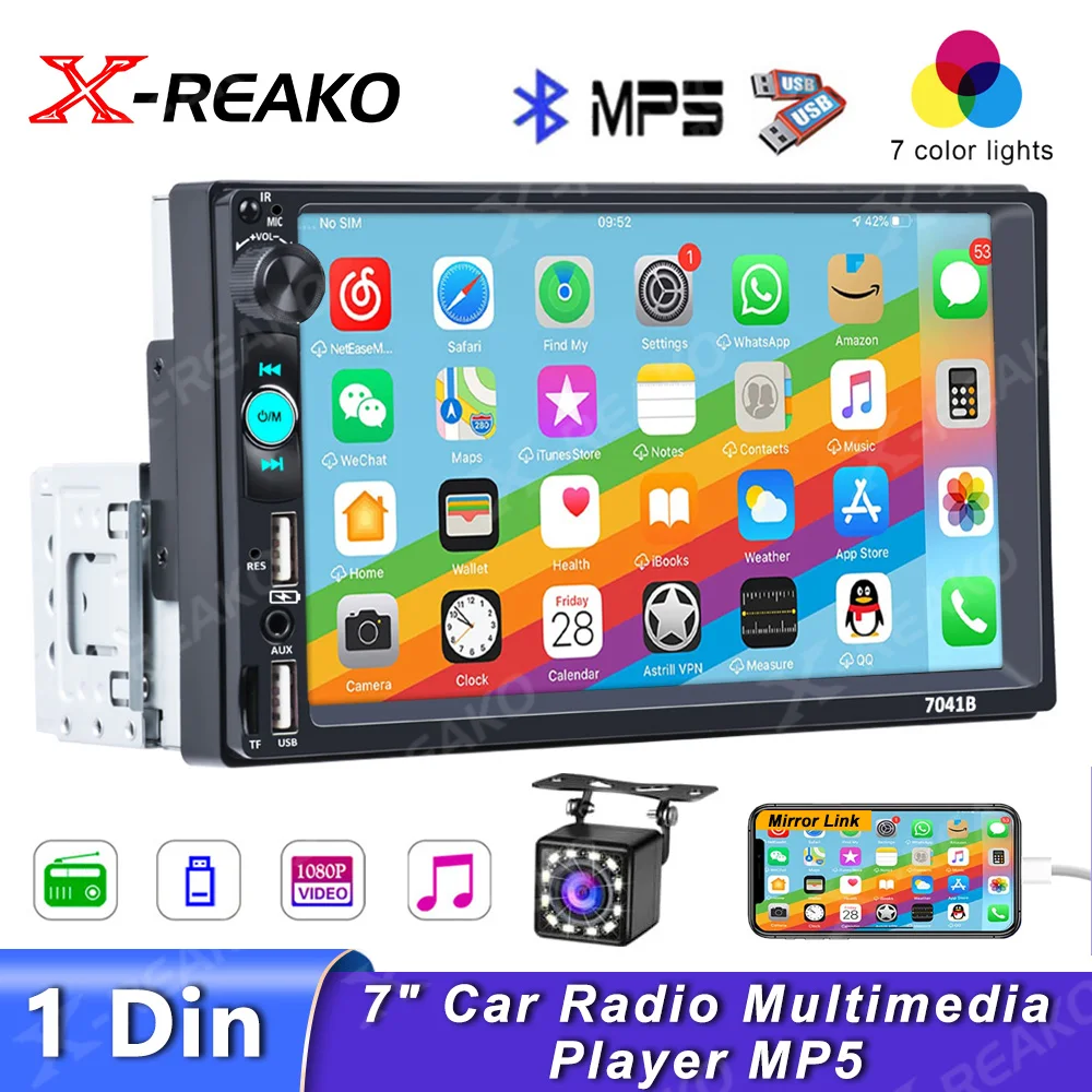 X-REAKO-1-Din-Car-Radio-7-inch-Stereo-Universal-MP5-Player-FM-Aux-Input ...