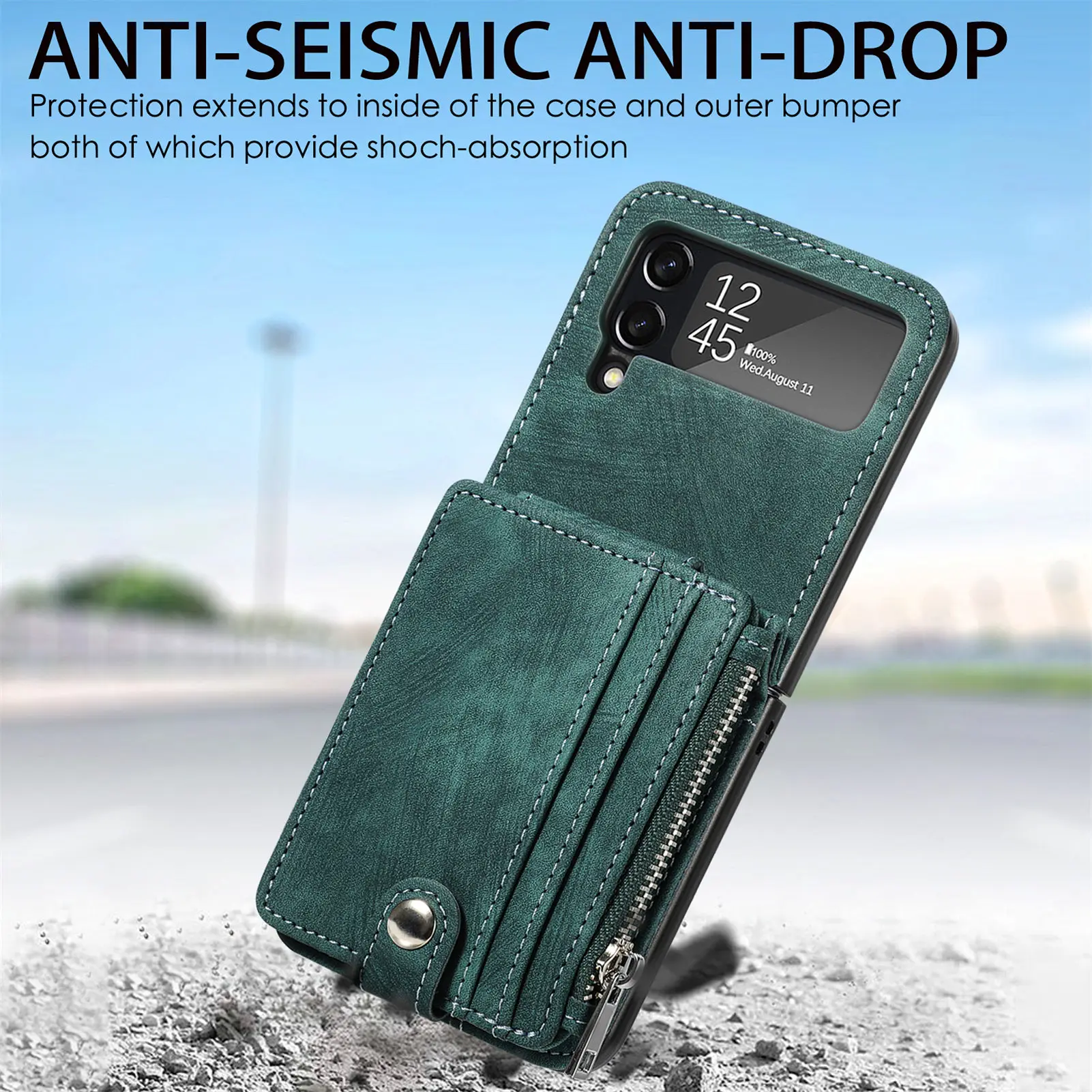 Precise-Cutout-Leather-Folding-Wallet-Case-for-Samsung-Galaxy-Z-Flip-4 ...