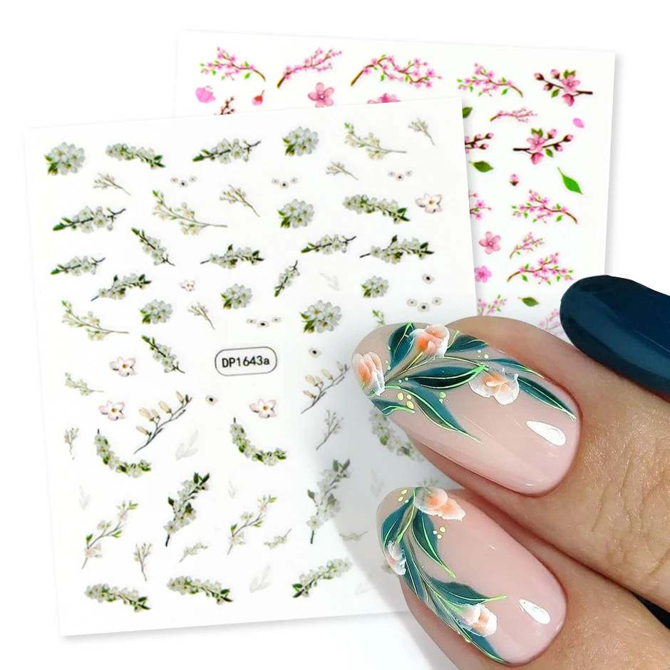 Fresh Spring Simple Flower Nail Decoration Stickers Magnolia Sakura ...