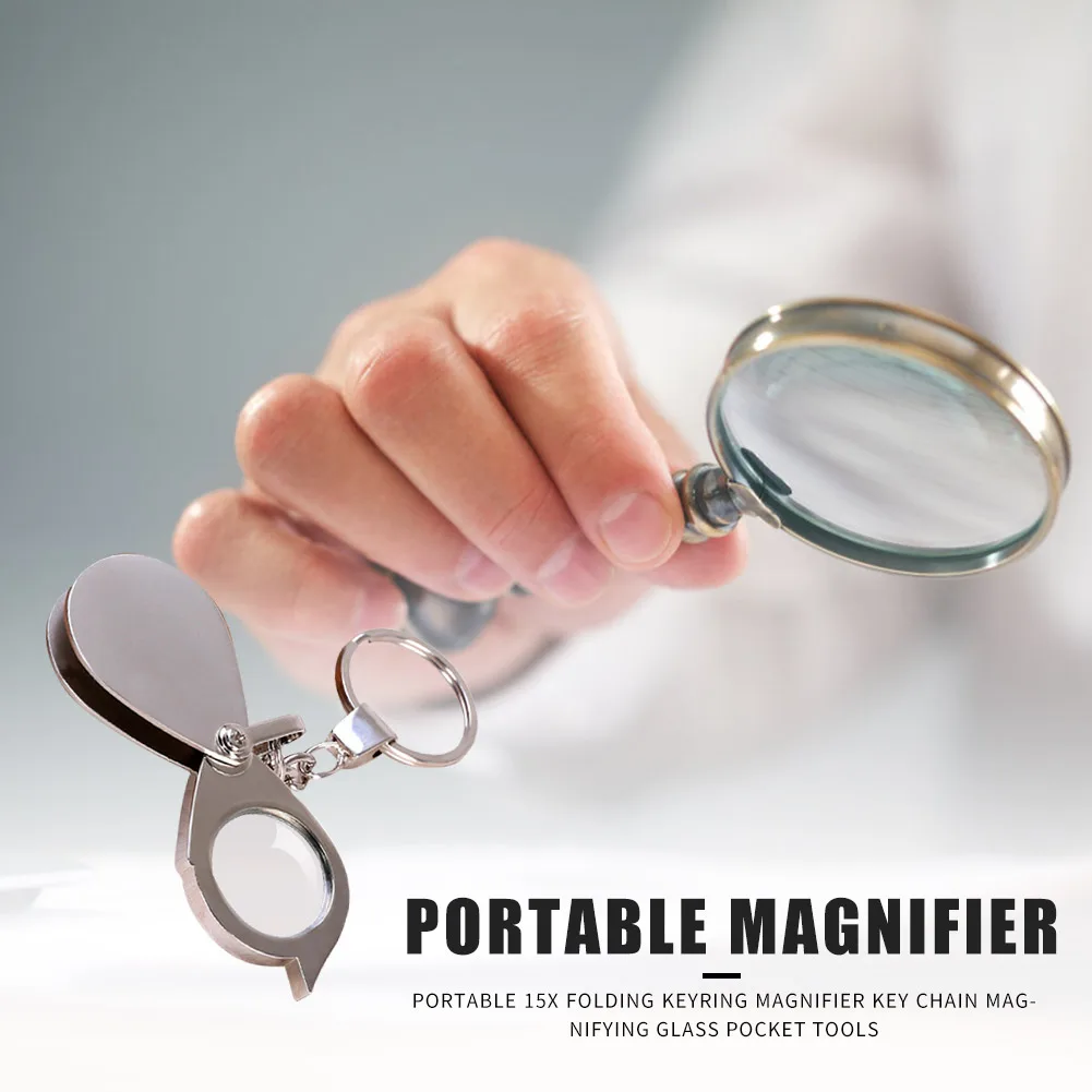 Portable-15X-Folding-Keyring-Magnifier-Key-Chain-Magnifying-Glass ...