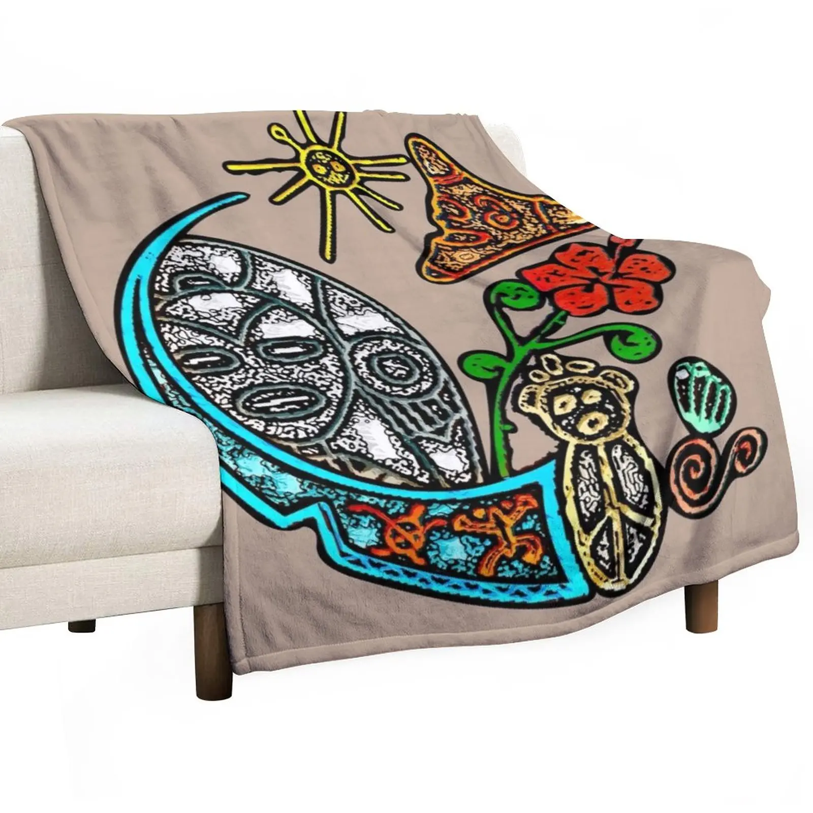 Atabey Goddess Taino Symbols Puerto Rico Throw Blanket Furry Blanket ...