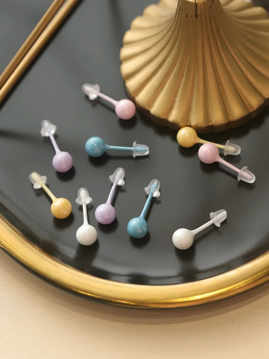 Colorful-Ceramic-Compact-Earrings-Solid-Color-6mm-Minimalism-Girls-Anti ...