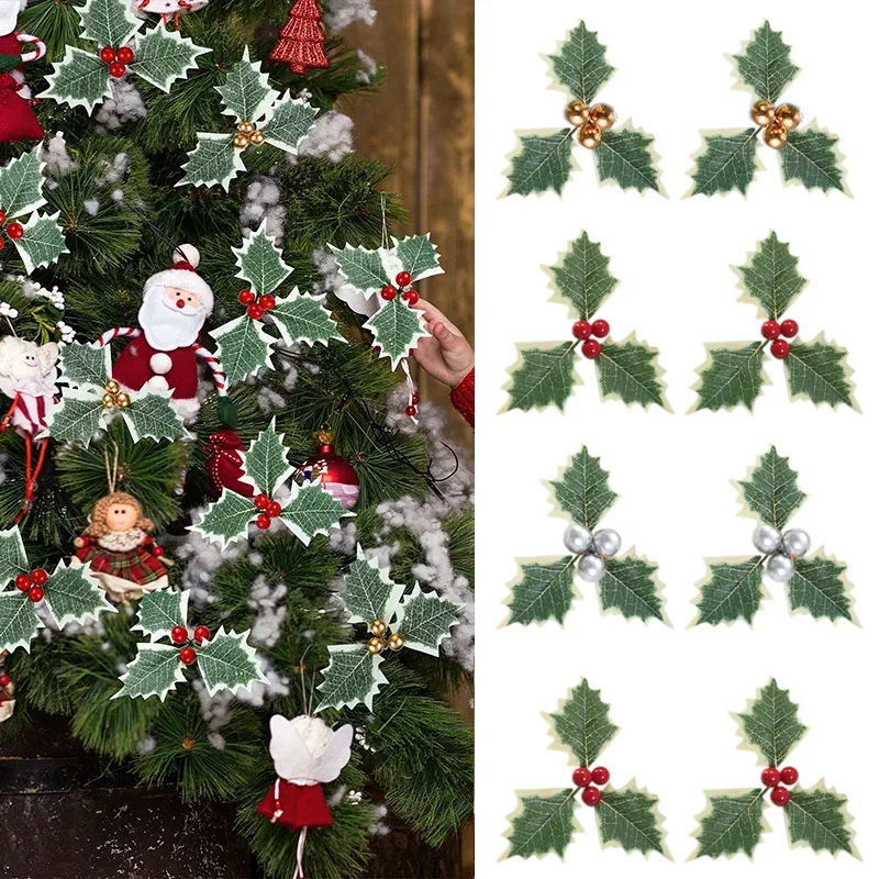 5pc-Artificial-Christmas-Holly-Berry-with-Leaves-for-Christmas-Tree ...