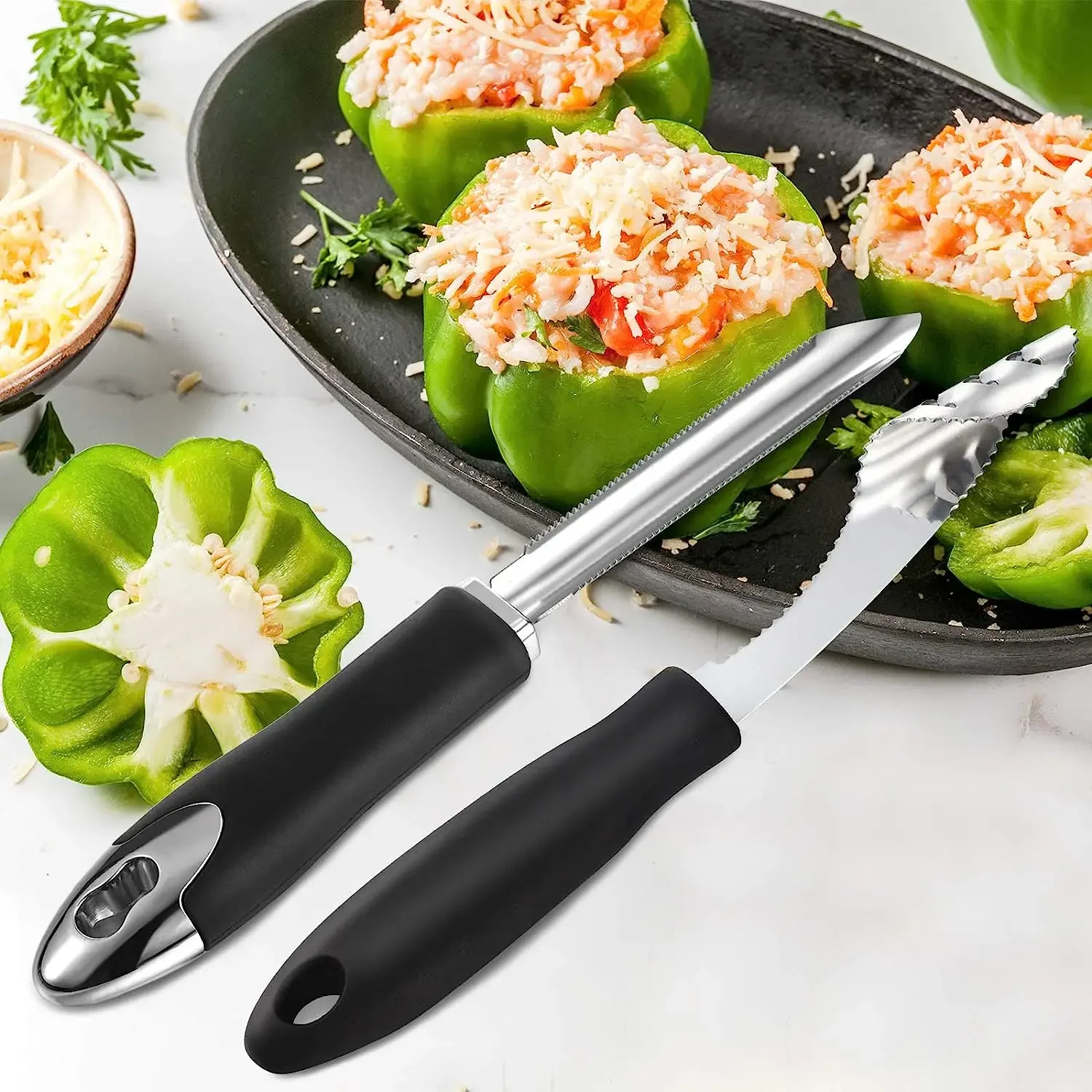 Tool 2-in-1 Pepper Corer & Seed Remover Tool - For Bell Peppers ...