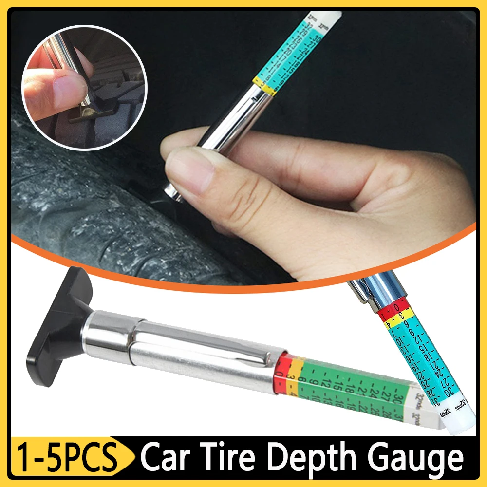 1-5pcs 0-25mm Car Wheel Tyre Measuring Pen Universal Tire Tread Pattern ...