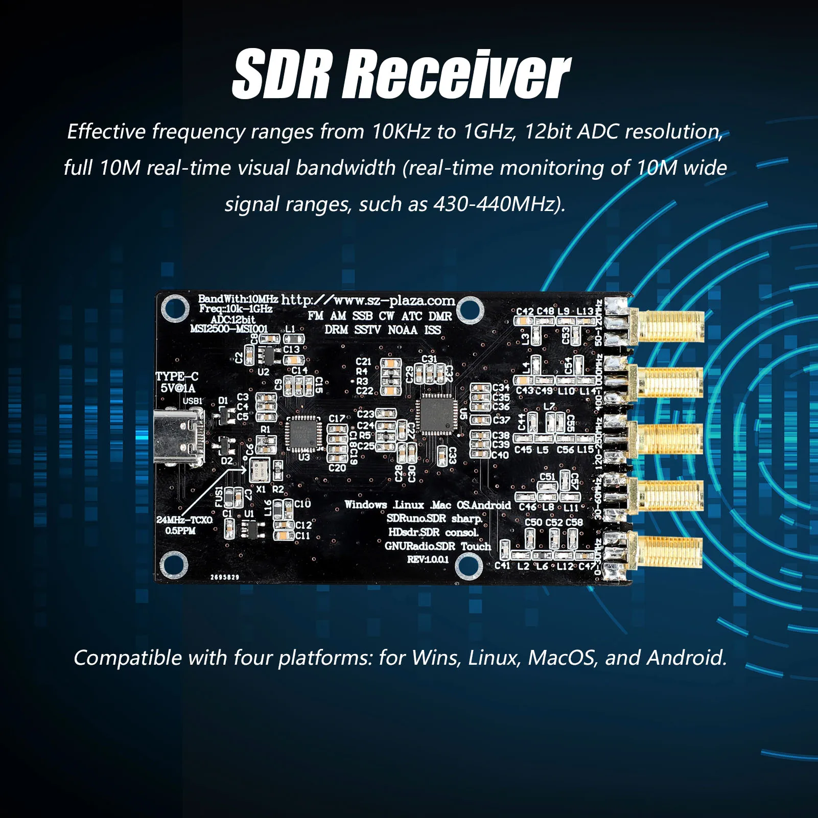 RSP1-Msi2500-Msi001-Simplified-SDR-Reciver-10kHz-1GHz-Amateur-Radio ...