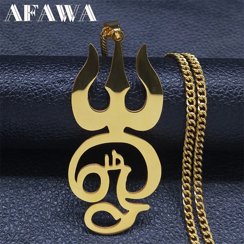 India-Tamil-Om-Sign-Pendant-Necklace-For-Women-Stainless-Steel-Gold ...