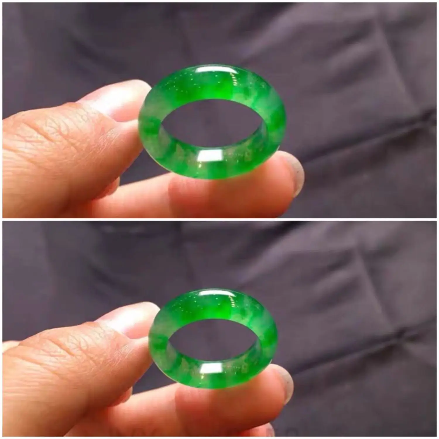 Natural-100-real-green-Myanmar-jadeite-ring-handmade-sculpture-simple ...