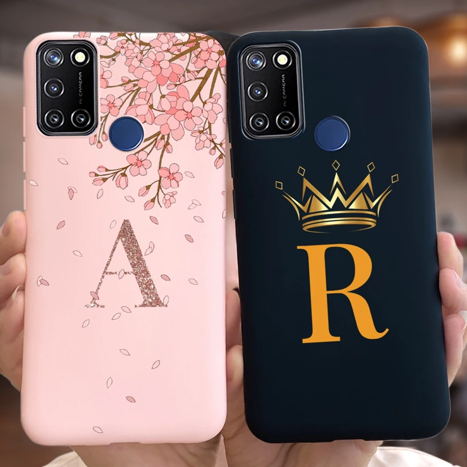 For Realme C11 C12 C15 C17 Case Cute Crown Letters Cover Soft TPU Phone ...
