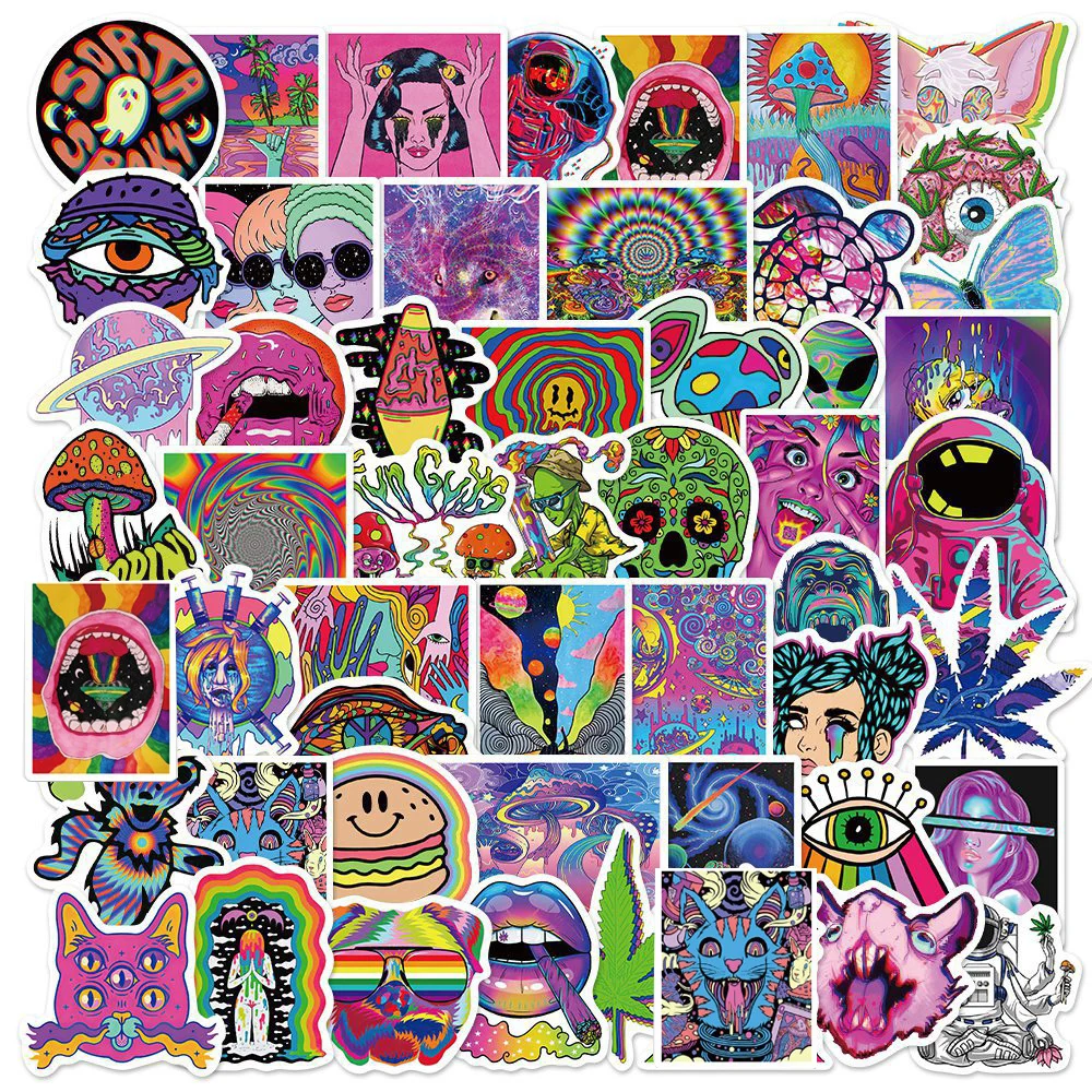 10-30-50pcs-Cartoon-Colorful-Psychedelic-Trippy-Stickers-Aesthetic ...
