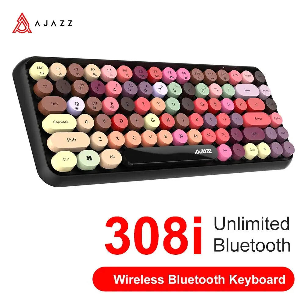 Ajazz-308I-Wireless-Keyboard-18-84-Keys-Round-Keycap-Bluetooth-Keyboard ...