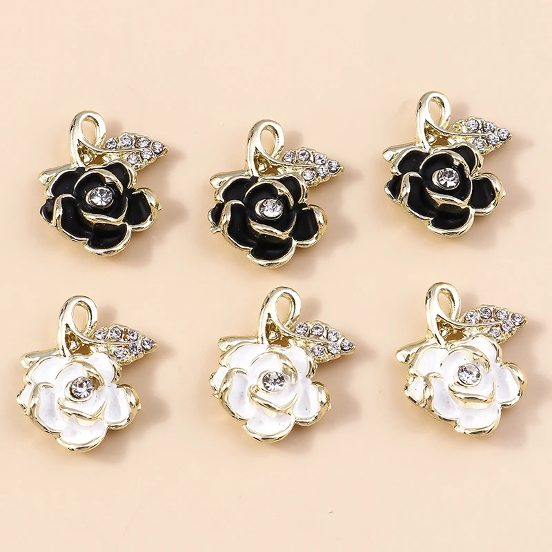4pcs-16-18mm-Gorgeous-Gold-Color-Crystal-Blooming-Rose-Charms-for ...