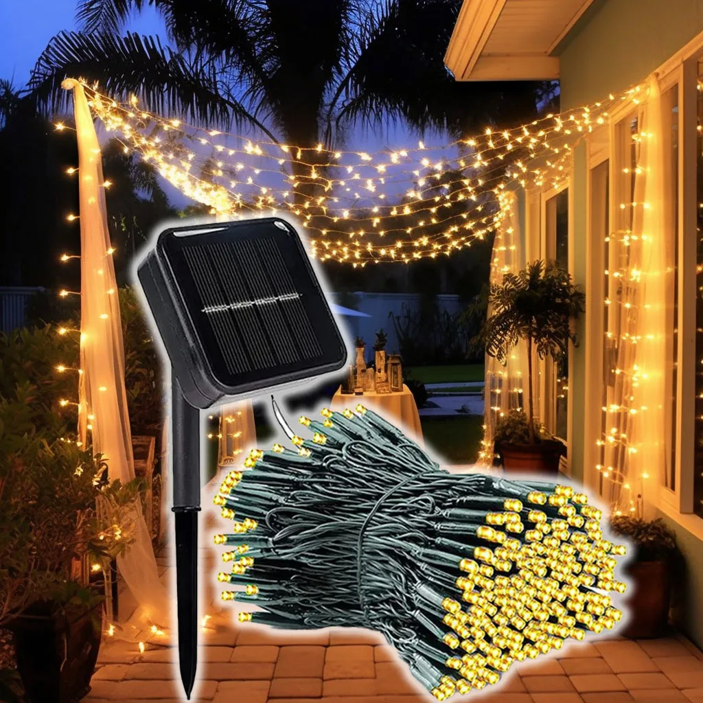 Solar-Powered-Garland-Fairy-String-Luzes-100-200-LEDs-8-mode-Outdoor ...