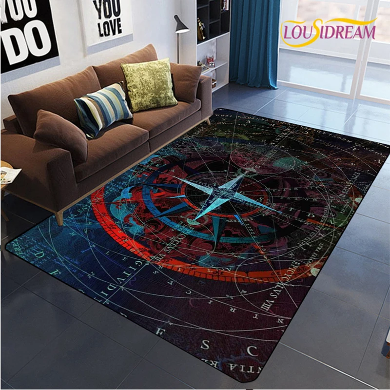 3D-Retro-Compass-Navigation-Map-Area-Rugs-Carpet-Rug-for-Living-Room ...
