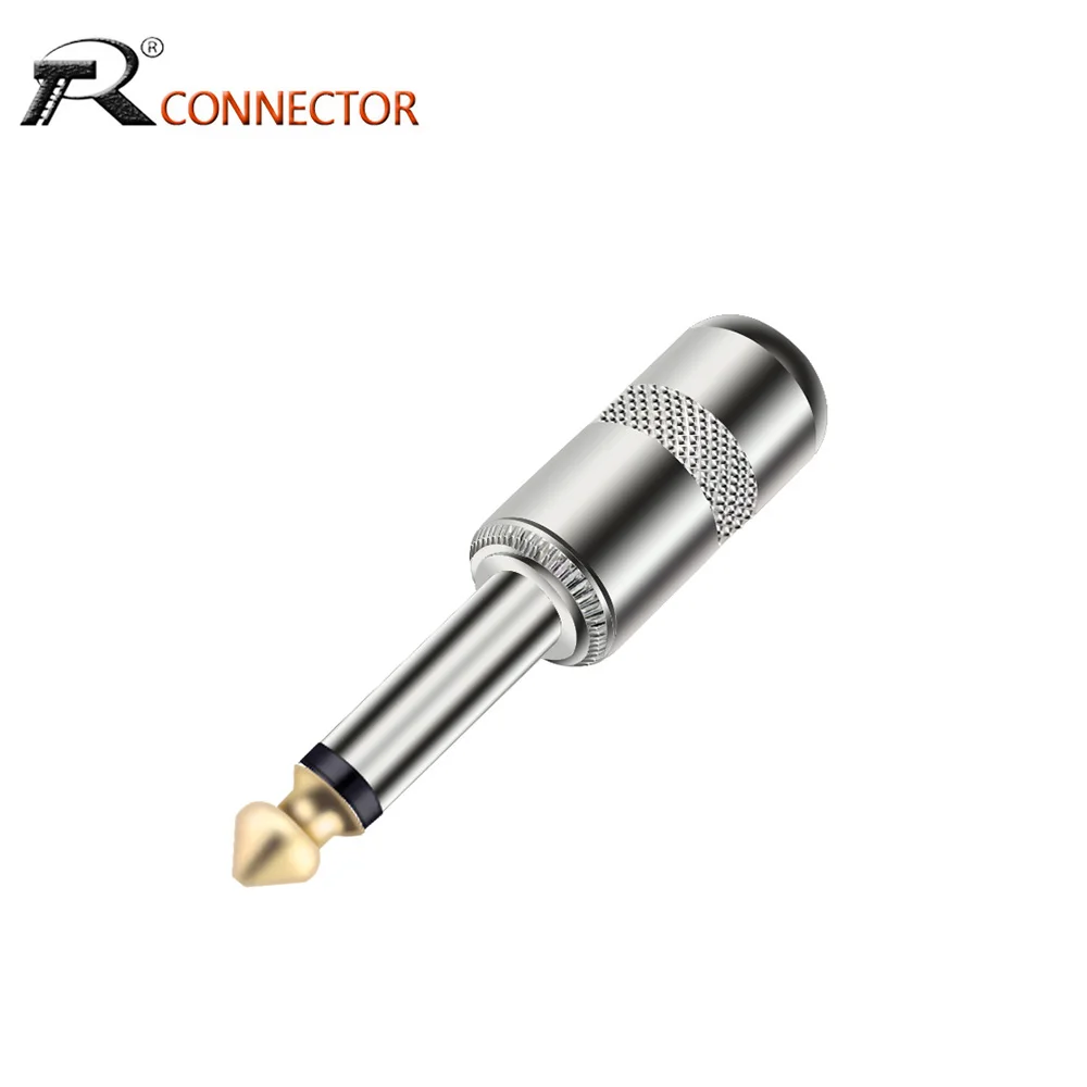1pc 6.35mm Mono/Stereo 1/4 inch Plug Jack Male Connector Gold Plated ...