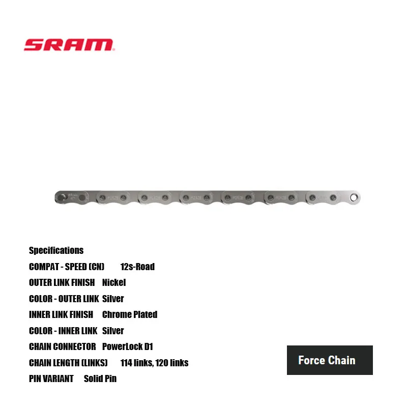SRAM-FORCE-CHAIN-12s-Road-VELOCIDADE-Requer-novo-Flattop-Powerlock ...