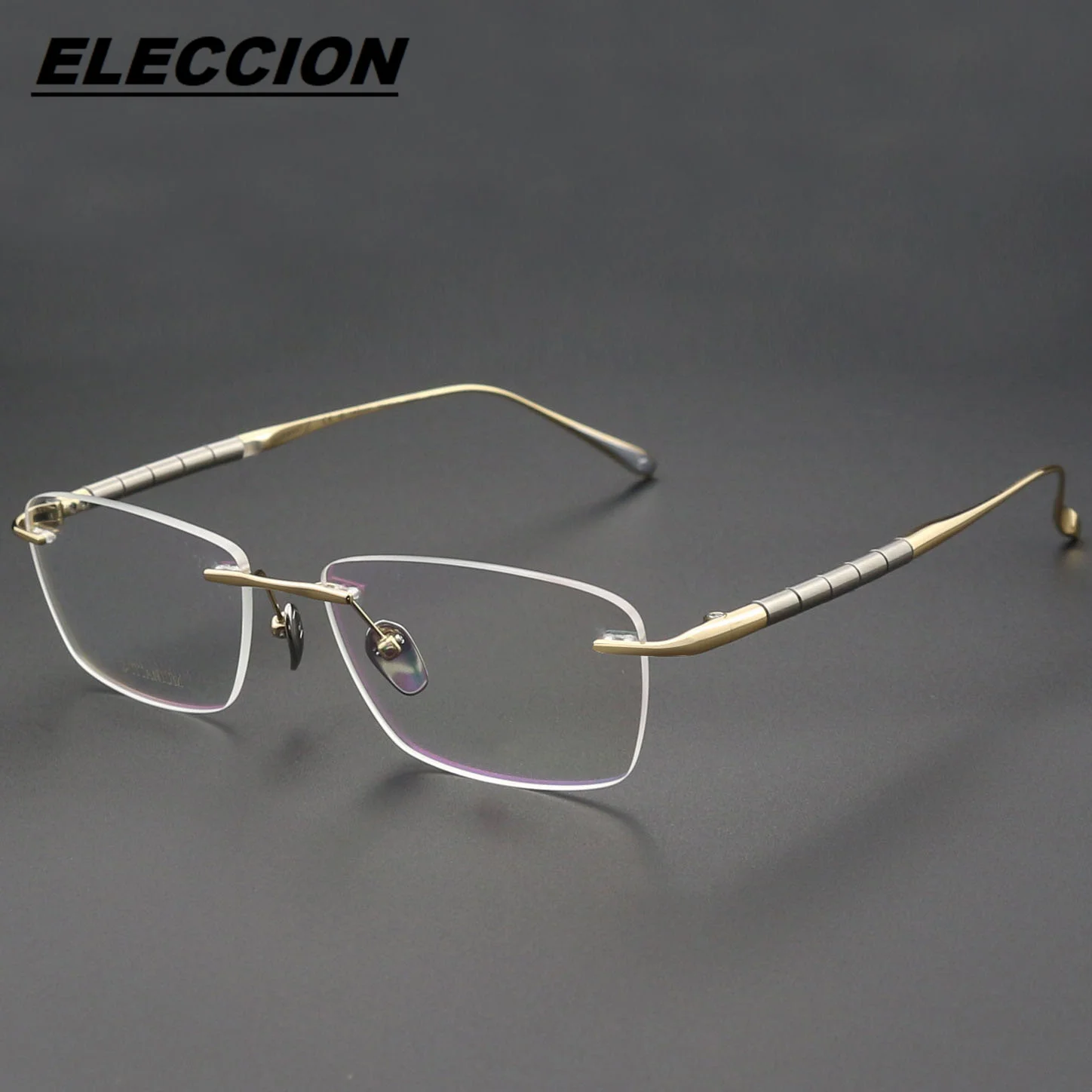ELECCION-Titanium-Rimless-Glasses-Frame-Men-Prescription-Eyeglasses-Men-s-Frameless-Myopia ...