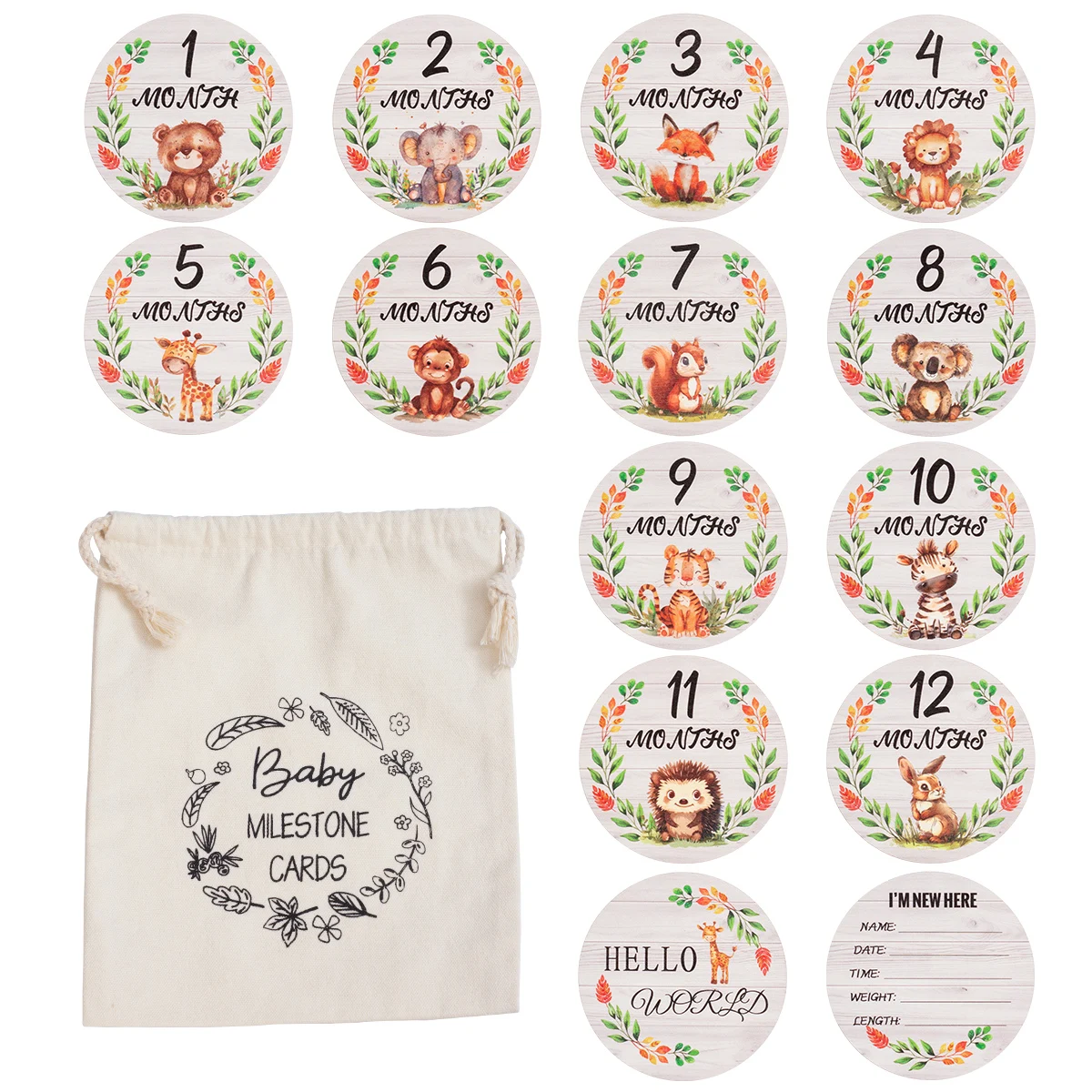 14pcs-Baby-Monthly-Milestone-Mark-Card-Cartoon-Animal-Newborn-Memorial ...
