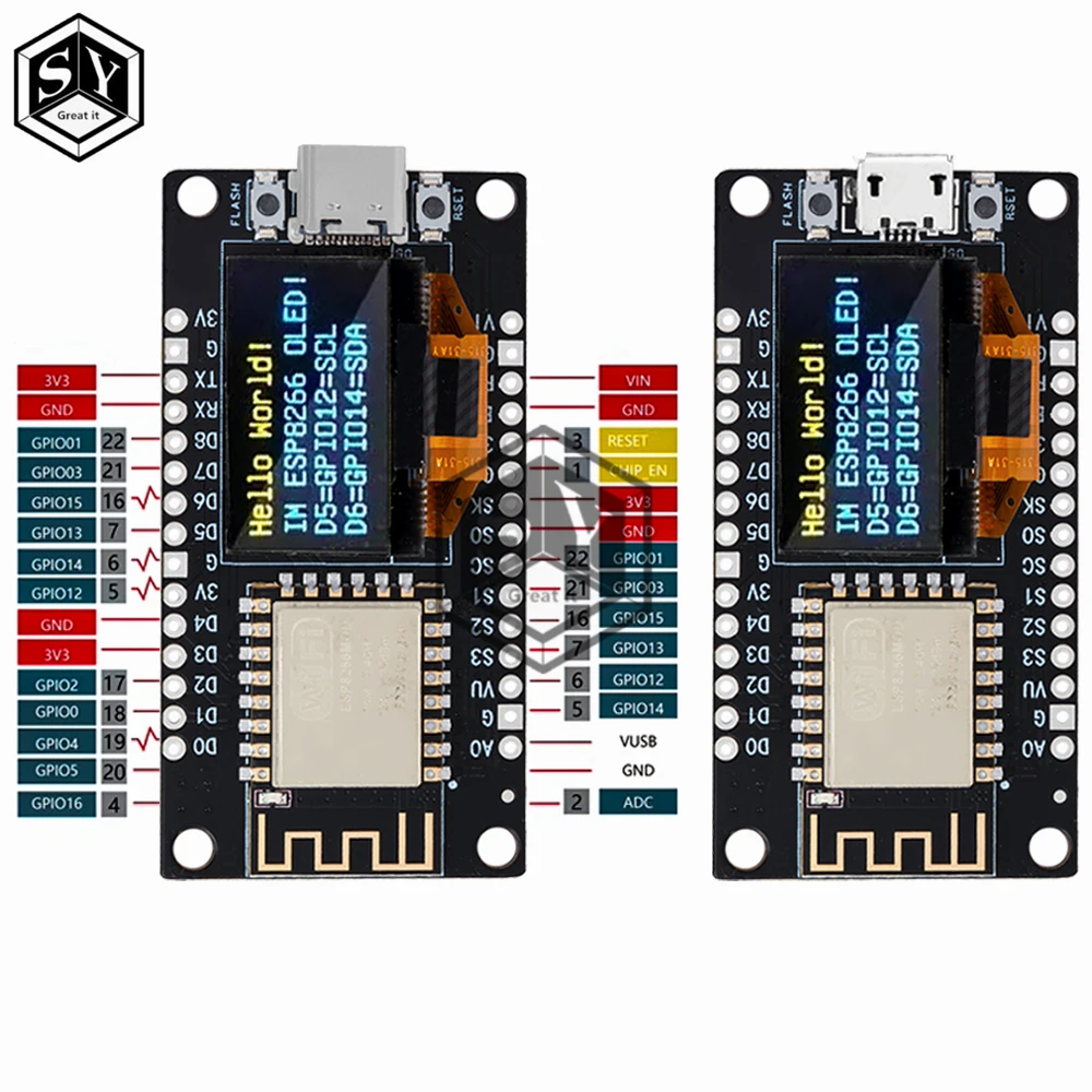 Nodemcu Esp8266 Development Board With 0 96 Inch Oled Display Ch340g