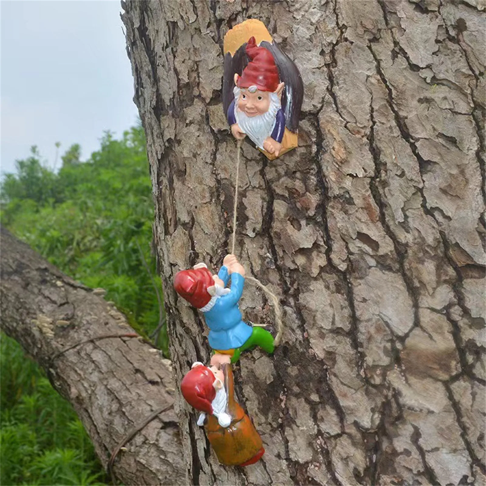 Climbing Dwarfs Outdoor Garden 3 Pcs Dwarf Elf Statues Courtyard Tree ...