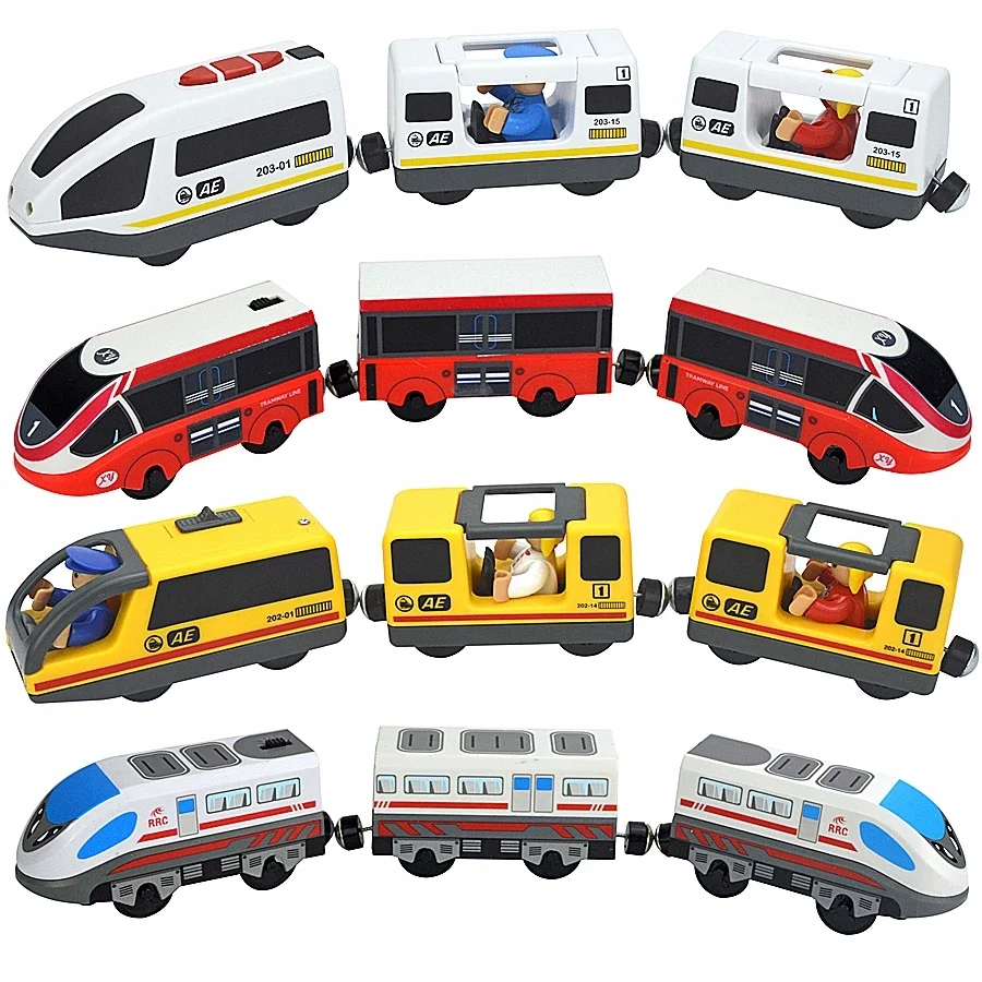 Trein-Spoor-Houten-Trein-Speelgoed-Magnetische-Set-Elektrische-Auto ...