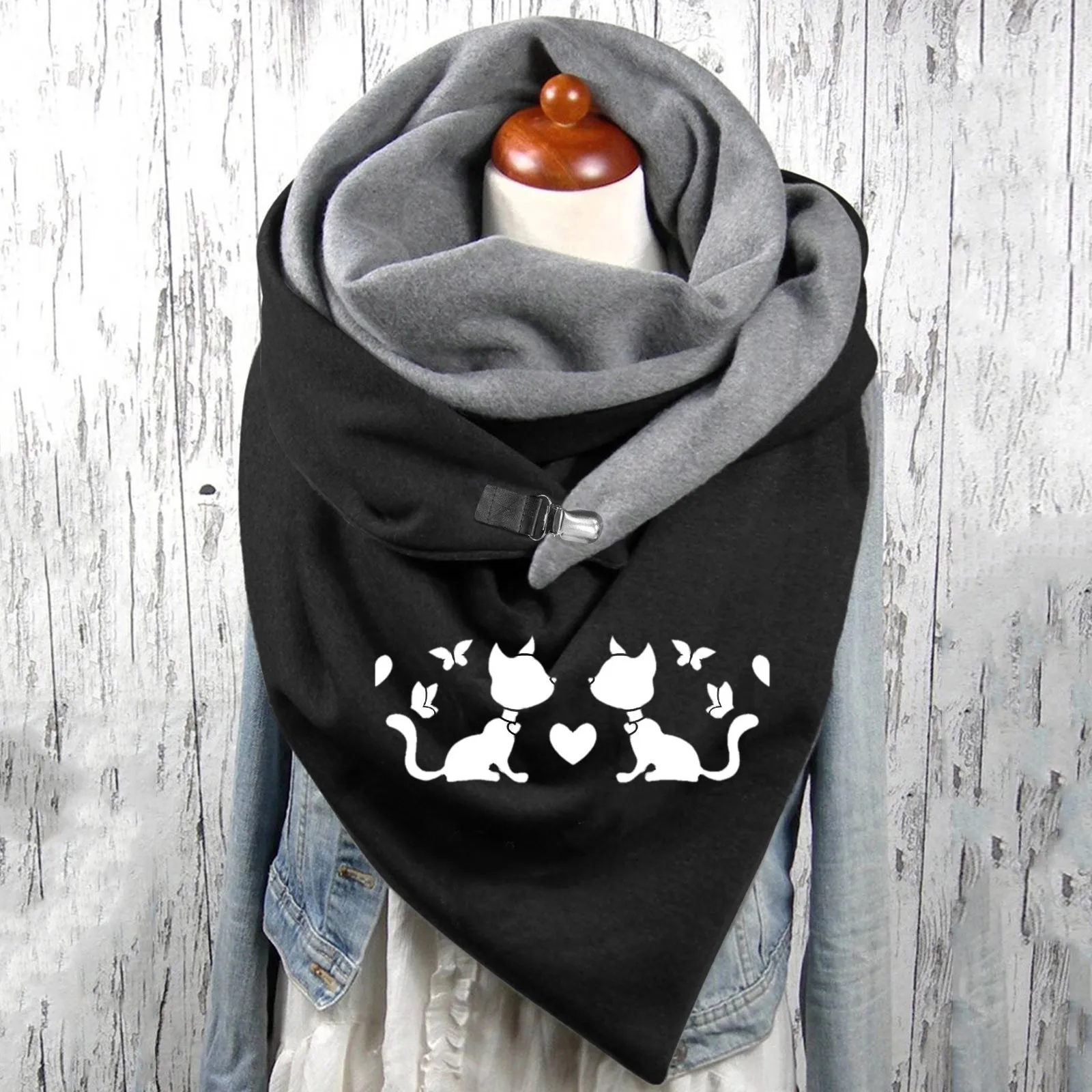 Bufanda-con-estampado-de-gato-Hijab-con-hebilla-de-doble-capa-c-lida-a ...