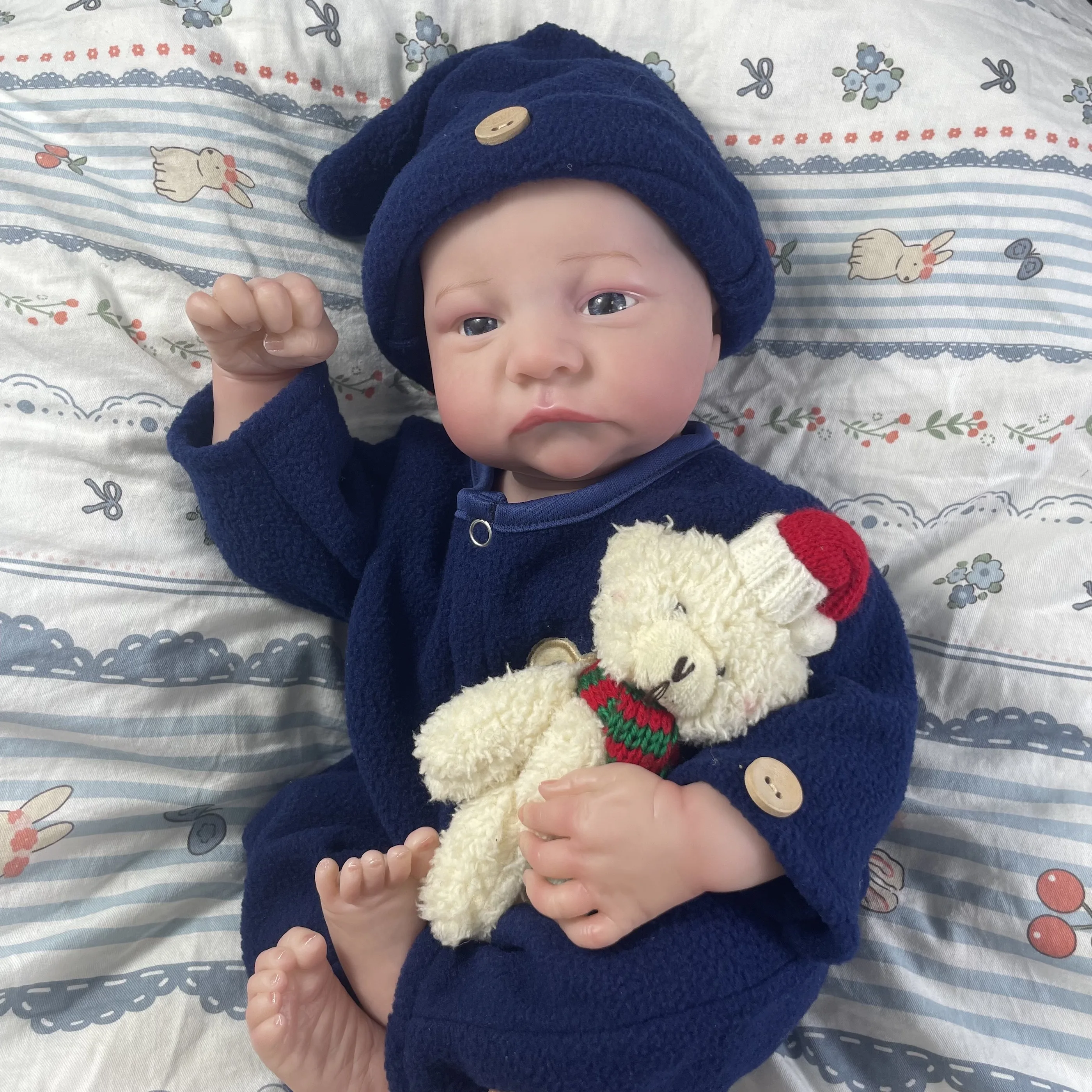 17Inch Finished Reborn Baby Dolls Levi Awake Lifelike Silicone Vinyl ...