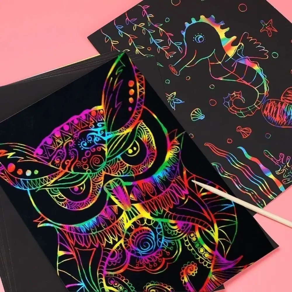 10PCS Simple 4K/8K/16K/32K Scratch Paper Rainbow DIY Night Scene ...