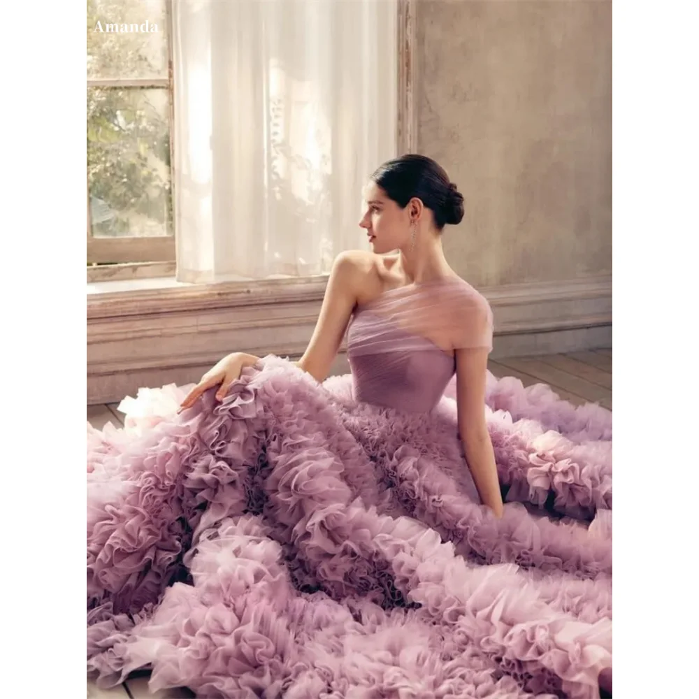 Amanda Lavender Tulle Multilayer Prom Dress Floor-length A-line فساتين ...