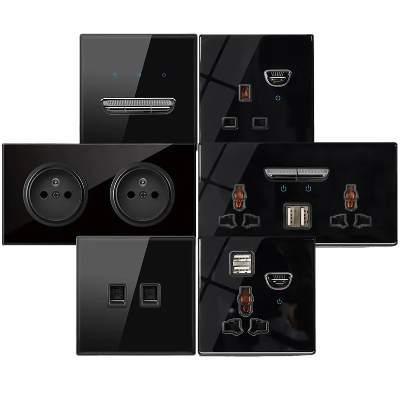 Black-glass-new-toggle-light-switch-with-LED-light-Stairway-through ...