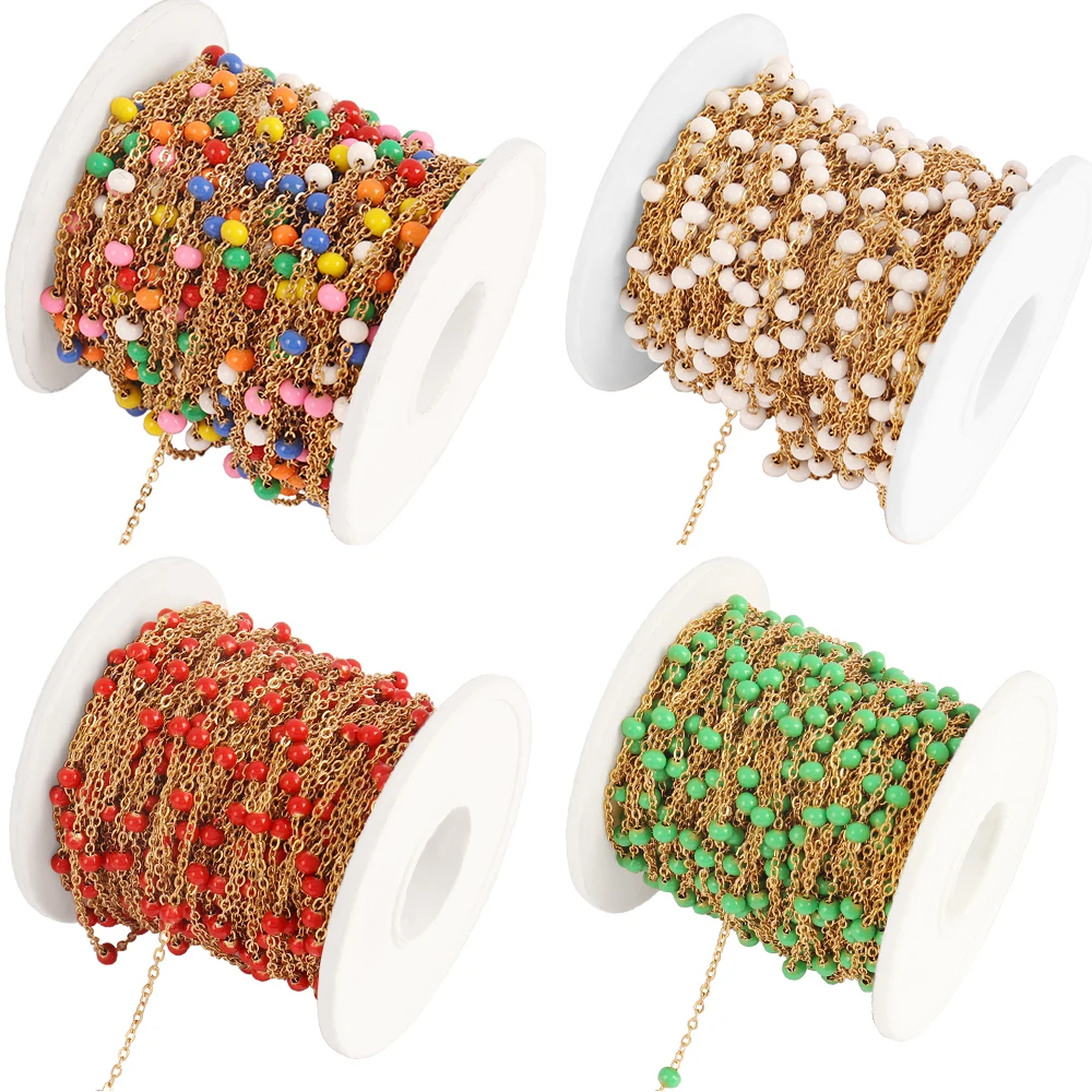 1Meters Stainless Steel Beads Chains Colorful Bead Chain Choker ...
