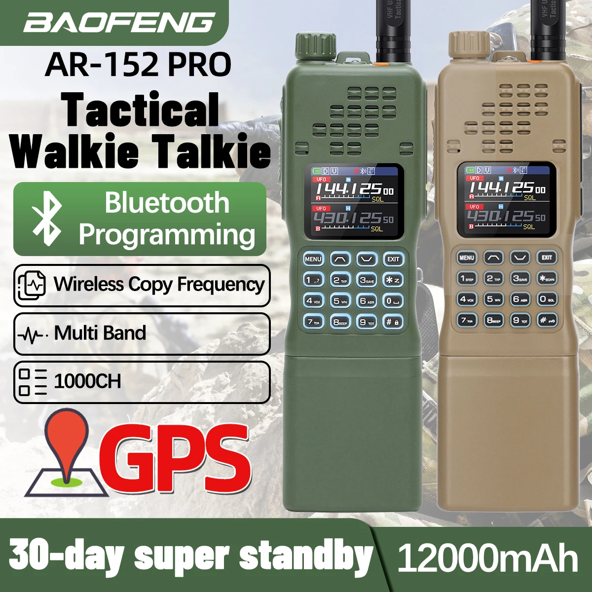 Baofeng AR152 PRO GPS-Amateurfunk, leistungsstarkes CS-Taktikspiel ...