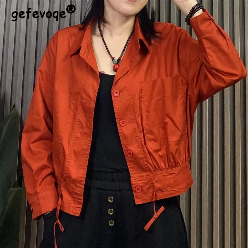 2024-New-Spring-Autumn-Women-Vintage-Casual-Single-Breasted-Pocket ...