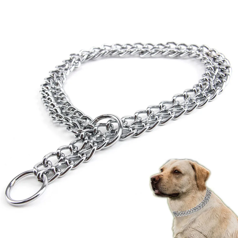 Chain Dog Training Choke Collar Adjustable Double Row Stainless Steel ...