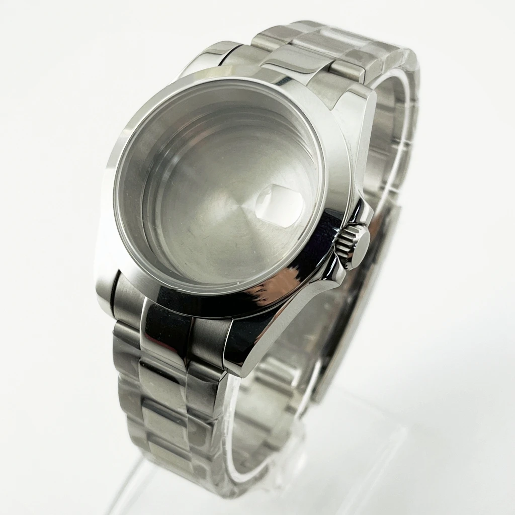 New 39mm Silver Sapphire Glass Waterproof Watch Case Fit NH34 NH35 NH36 ...