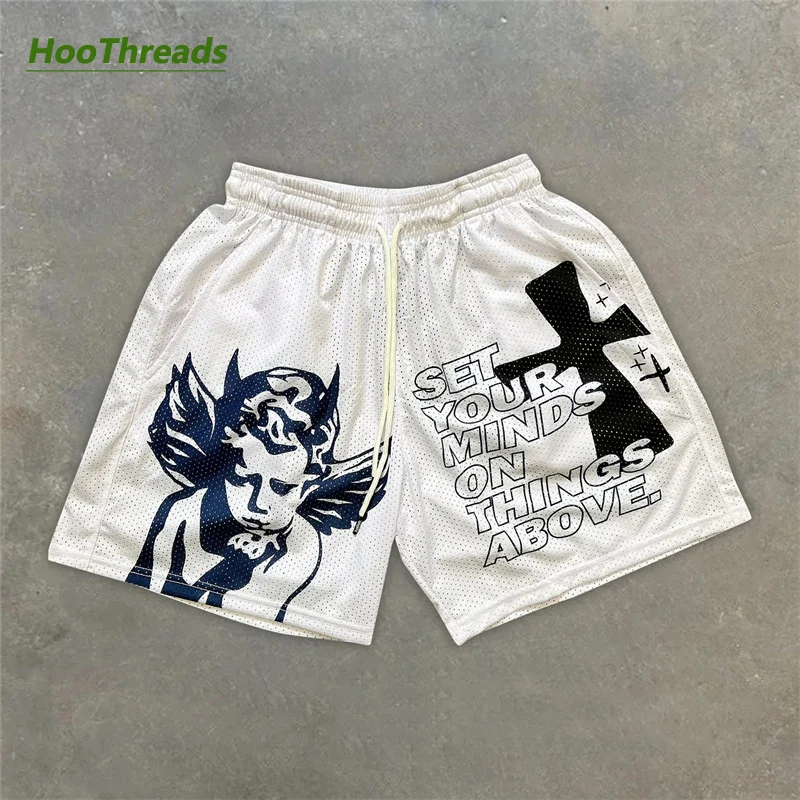 Mens-Athletic-Shorts-Angel-Cross-Print-5-Inch-Quick-Dry-Breathable ...