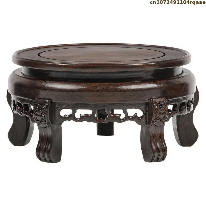 Ebony-Wood-Standing-Flower-Base-Round-Table-Shape-Tea-Set-Pedestal ...