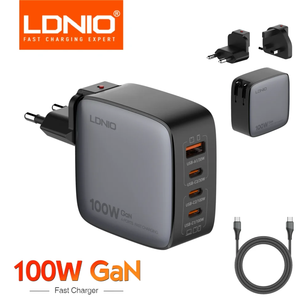 LDNIO-100W-Fast-Charger-Type-C-Gan-Usb-PD-Laptop-Phone-Travel-Adapter ...